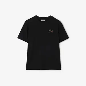 Burberry Knight Check Cotton T-shirt - Black