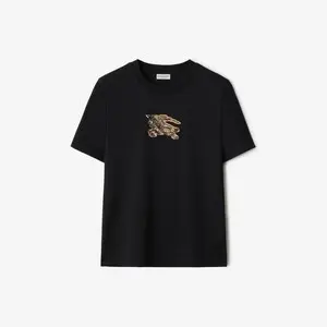 Burberry Knight Check Cotton T-shirt - Black