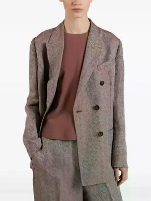SLOWEAR Double-breasted Herringbone Blazer
