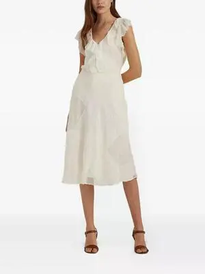 Ralph Lauren Sleeveless Embroidered Ruffle V-neck Top