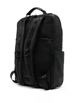 PIQUADRO Logo Plaque Leather Laptop Backpack - Black