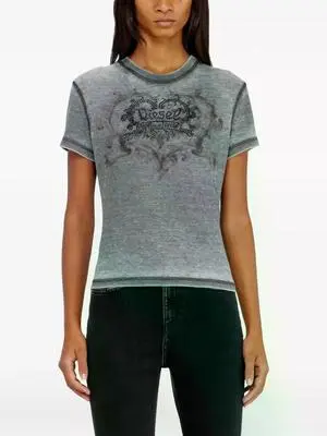 DIESEL® Rhinestone Embellished Burnout Effect T-shirt - Grey