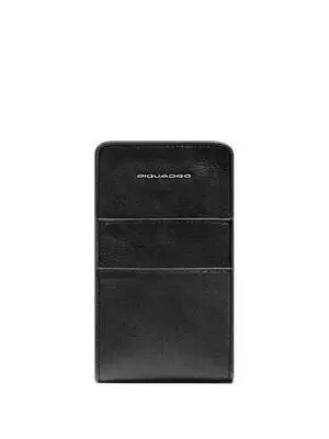 PIQUADRO Grained-leather Phone Case - Black