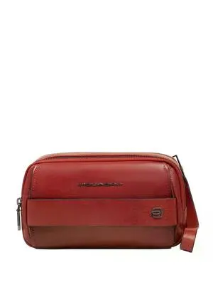 PIQUADRO Logo-plaque Leather Clutch Bag - Red