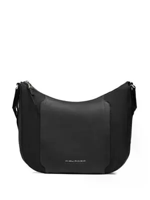 PIQUADRO Leather Panel Shoulder Bag - Black