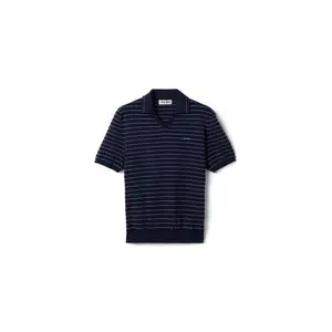 Miu Miu Cotton Piqué Motif V-neck Sweater - Navy