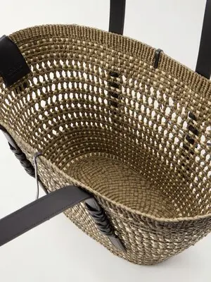 Loewe Braid Medium Raffia Tote - Green