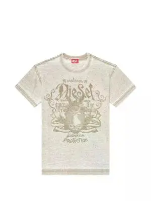 DIESEL® Jersey T-shirt With Burnout Wash And Studs