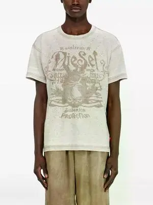 DIESEL® Jersey T-shirt With Burnout Wash And Studs