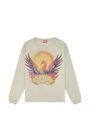 DIESEL® Phoenix-print Long-sleeve T-shirt - Neutrals