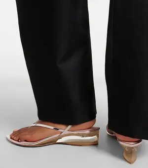 Alaïa Leather Wedge Thong Sandals