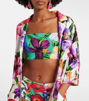 Dolce & Gabbana Floral Silk-blend Crop Top