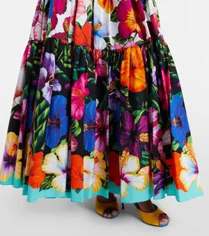 Dolce & Gabbana Floral Tiered Cotton Maxi Skirt