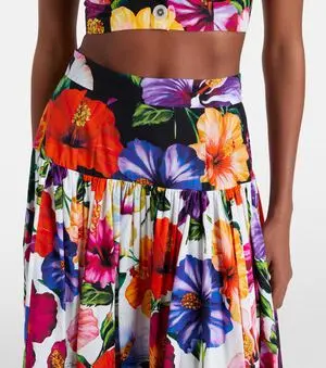 Dolce & Gabbana Floral Tiered Cotton Maxi Skirt