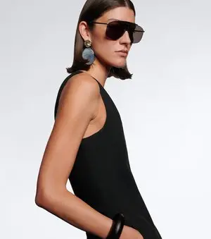 Alaïa Lettering Logo Aviator Sunglasses