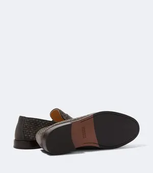 Brunello Cucinelli Woven Suede Penny Loafers - Grey