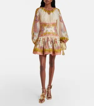 Zimmermann Indra Cotton And Silk-blend Mini Dress - Multicoloured