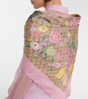 Gucci Gg Flora Silk Twill Scarf - Multicoloured