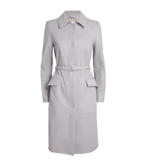 Eleventy Nappa Leather Trench Coat