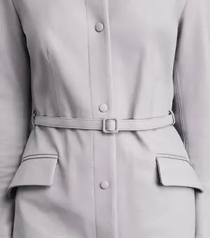 Eleventy Nappa Leather Trench Coat