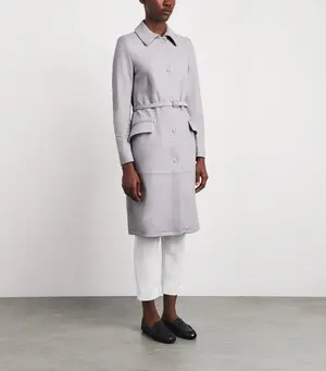 Eleventy Nappa Leather Trench Coat