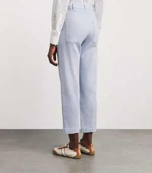 Eleventy Front Pleat Garment-dyed Cotton Jeans