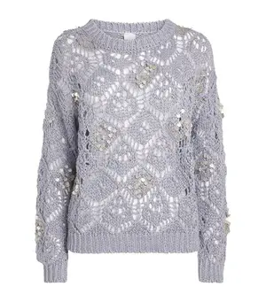 Eleventy Linen Sequin-embellished Sweater - Blue