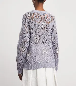 Eleventy Linen Sequin-embellished Sweater