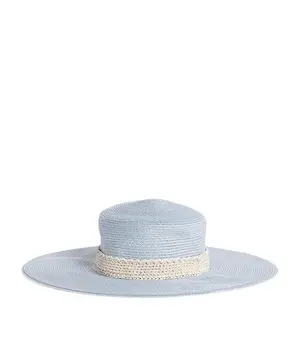 Eleventy Hemp Sun Hat With Sequined Band - Blue