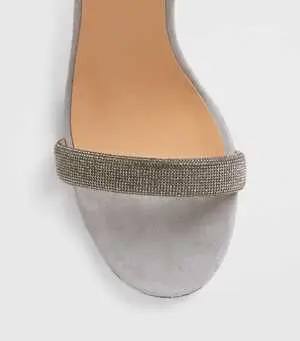Eleventy Suede Crystal-embellished Stiletto Sandals