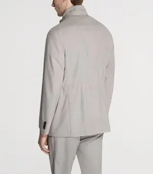 Dunhill Single-breasted Wool Jacket With Stand Collar And Drawstring Detail