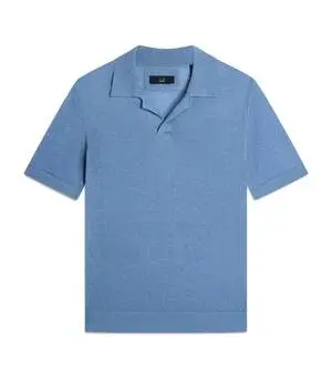 Dunhill Linen-cashmere Polo Shirt - Blue