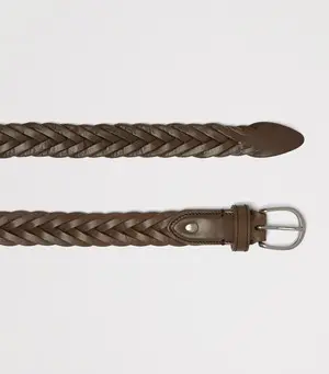 Dunhill Leather Woven Belt - Grey
