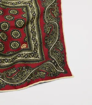 Dunhill Mulberry Silk Printed Pocket Square - Red