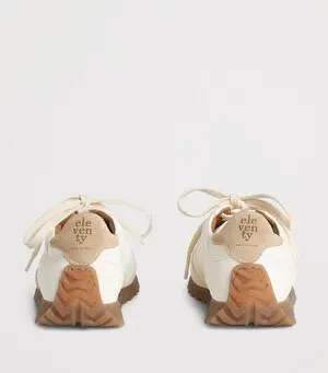 Eleventy Grained Deerskin Leather Sneakers With Suede Accents