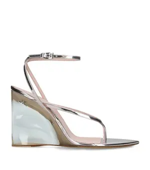 Alaïa Metallic Leather Wedge Sandals 90