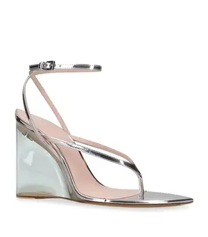 Alaïa Metallic Leather Wedge Sandals 90