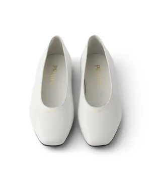 Prada Brushed Leather Ballerinas - White