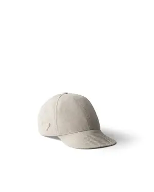 Prada Denim Baseball Cap With Triangle Logo - Ecru