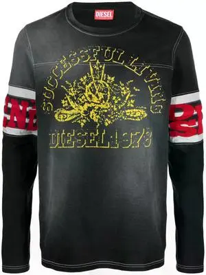 DIESEL® T-ju-ls Flocked-logo T-shirt - Black