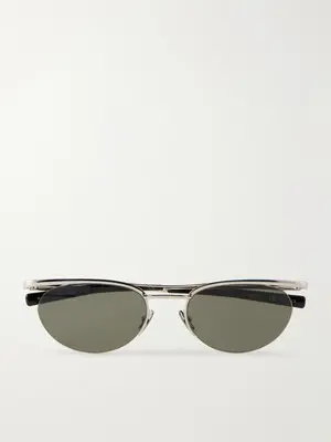 Saint Laurent Tone Oval-frame Sunglasses - Silver