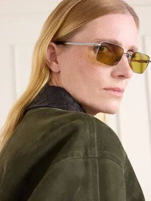 Bottega Veneta Square Frame Metal Sunglasses