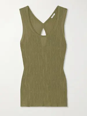 JOSEPH Bayt" Rib-knit Tank With Cutout - Green