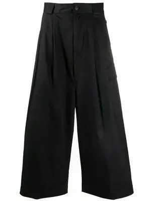 Woolrich High-waisted Pleated Wide-leg Trousers - Black
