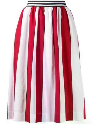 Woolrich Striped Pleated Skirt - Red