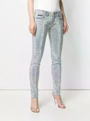 Philipp Plein Crystal Embellished Slim Fit Jeans