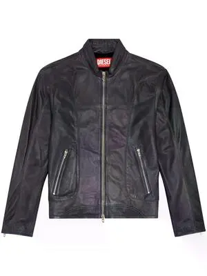 DIESEL® L-krix Leather Biker Jacket - Black