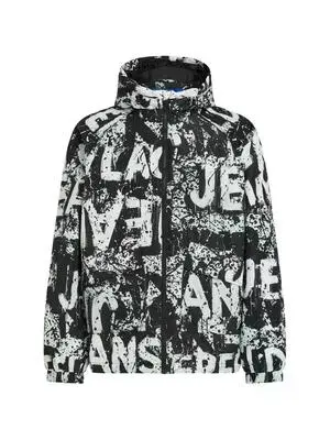 Karl Lagerfeld All-over Logo Print Hooded Jacket - Black