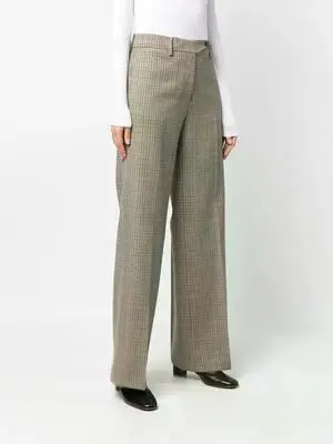 N°21 Camel Brown Check Print Wool Trousers