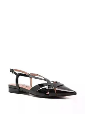 BIBI LOU Nolia Patent Leather Pointed-toe Slingback Sandals - Black